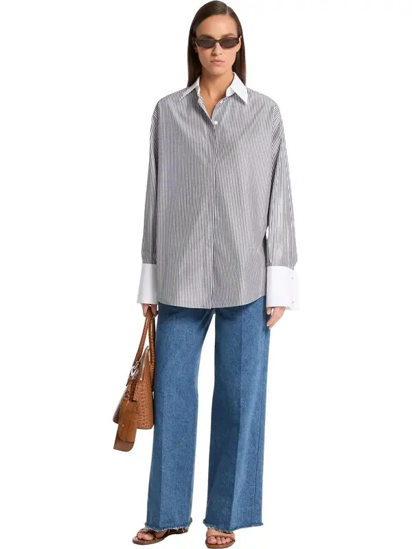 Michael Kors Tyler Oversized Striped Shirt - Blue