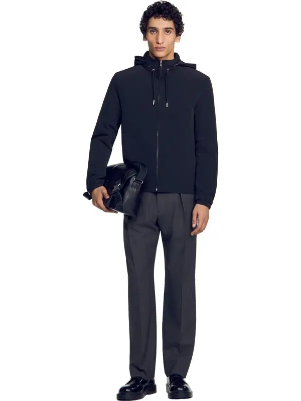 Sandro Hooded Zip-up Jacket - Black