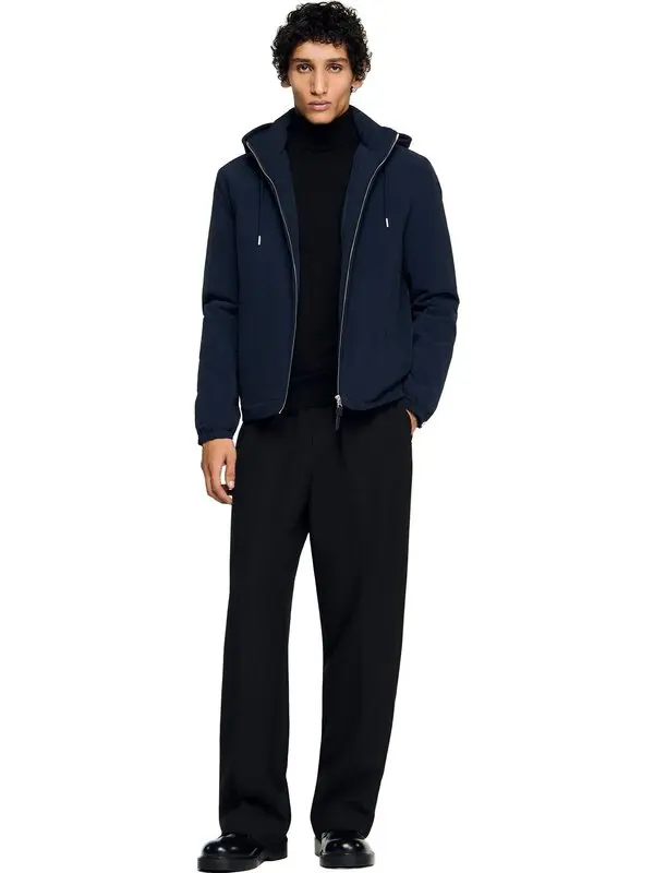 Sandro Hooded Zip-up Jacket - Midnight Blue