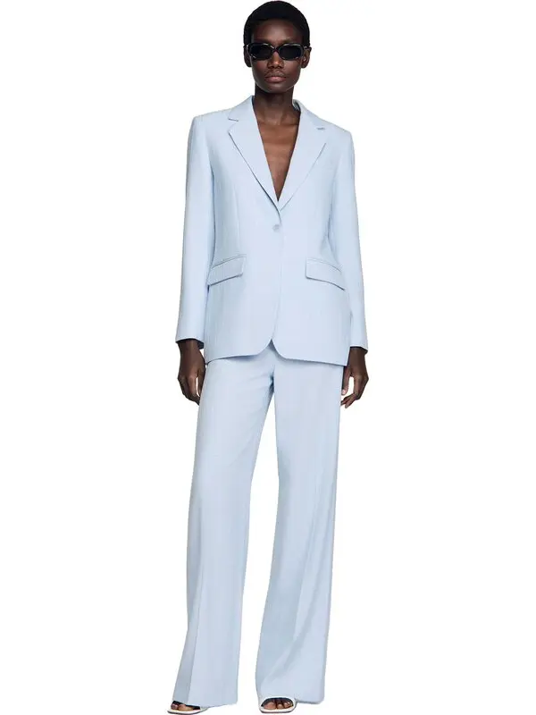 Sandro Striped Sequin Tailored Jacket - Sky Blue