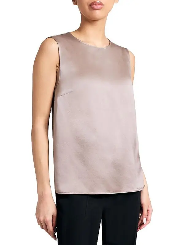 Santorelli Demi Silk Charmeuse Sleeveless Top - Dusty Mauve