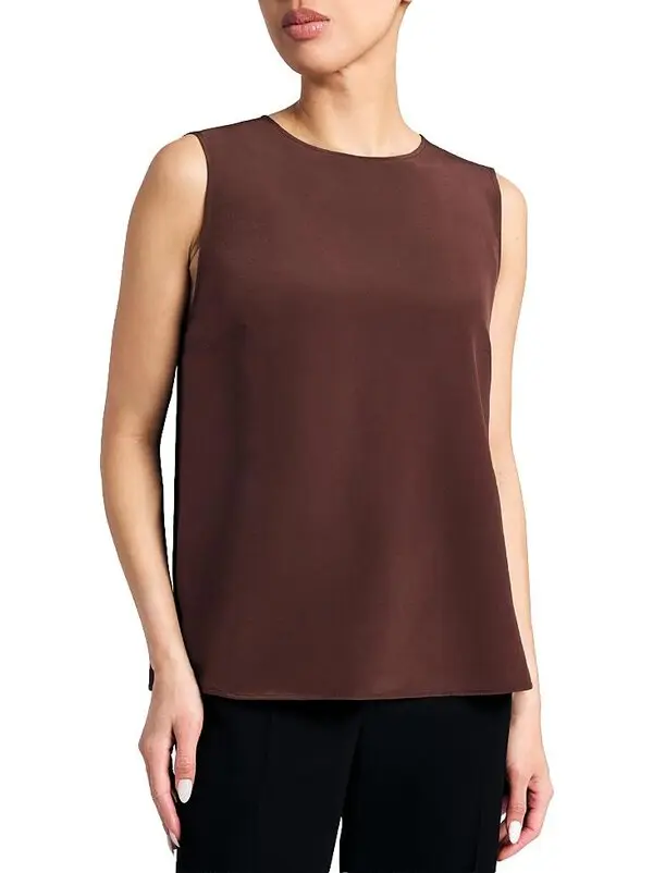 Santorelli Demi Silk Charmeuse Sleeveless Top - Raisin
