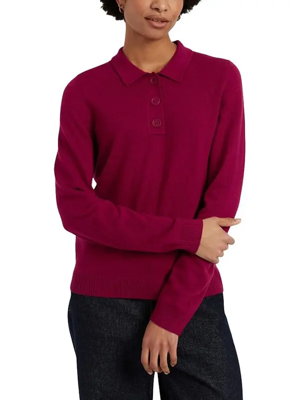Chinti & Parker Wool Cashmere Polo Sweater - Cherry