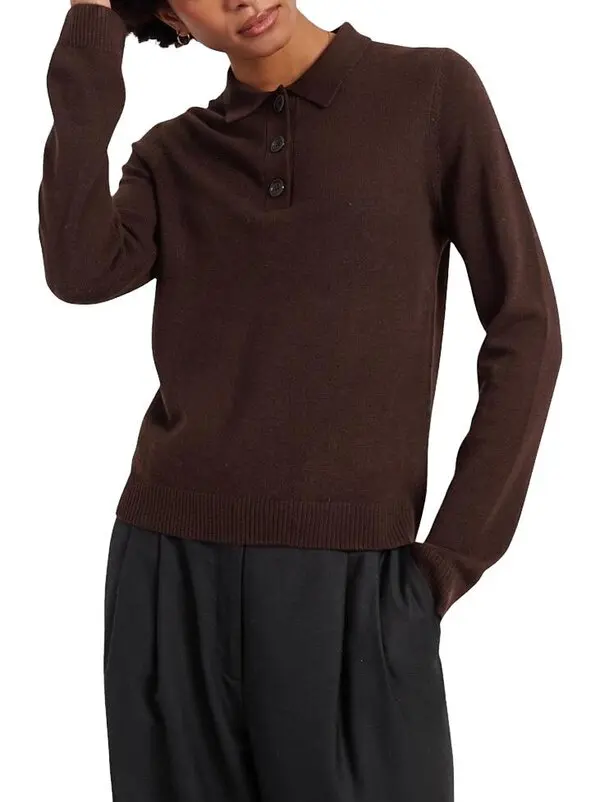 Chinti & Parker Wool Cashmere Polo Sweater - Chocolate