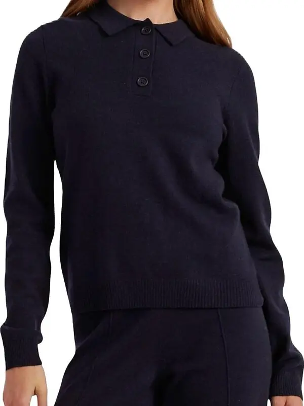 Chinti & Parker Wool Cashmere Polo Sweater - Navy