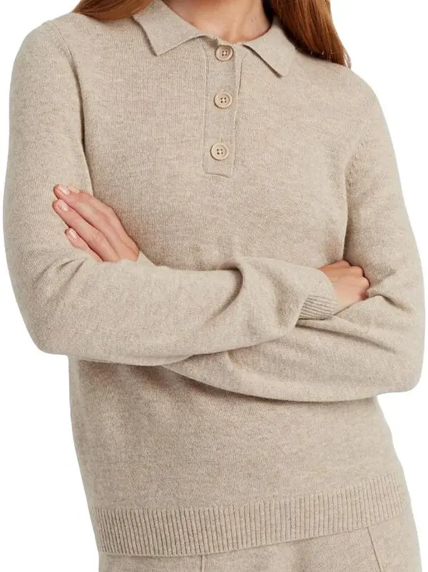 Chinti & Parker Wool Cashmere Polo Sweater - Soft Oat