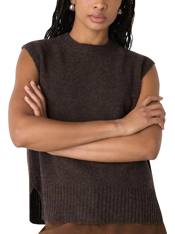 Whistles Wool Sleeveless Tank Sweater - Brown