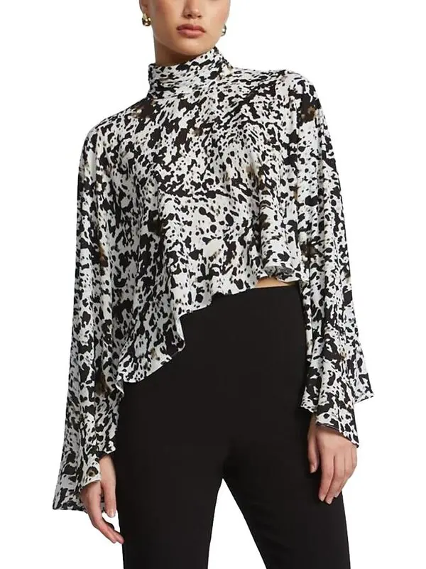 Bcbgmaxazria High Neck Blouse - Dotty Print