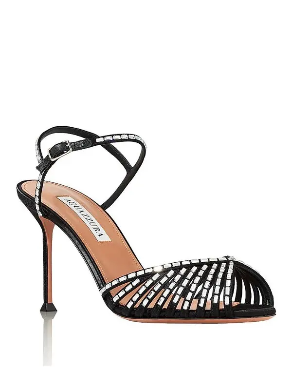 AQUAZZURA Hold Me Crystal Embellished Sandals - Black