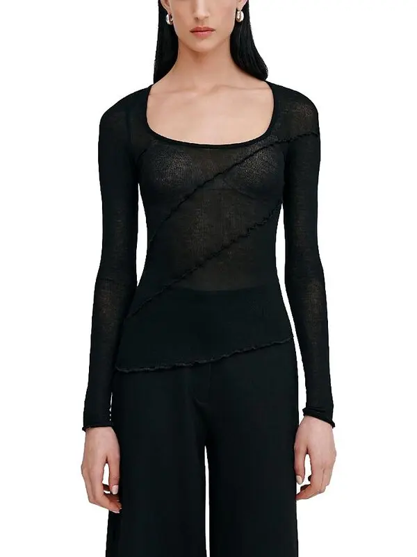 MARCELLA Melody Sheer Top - Black