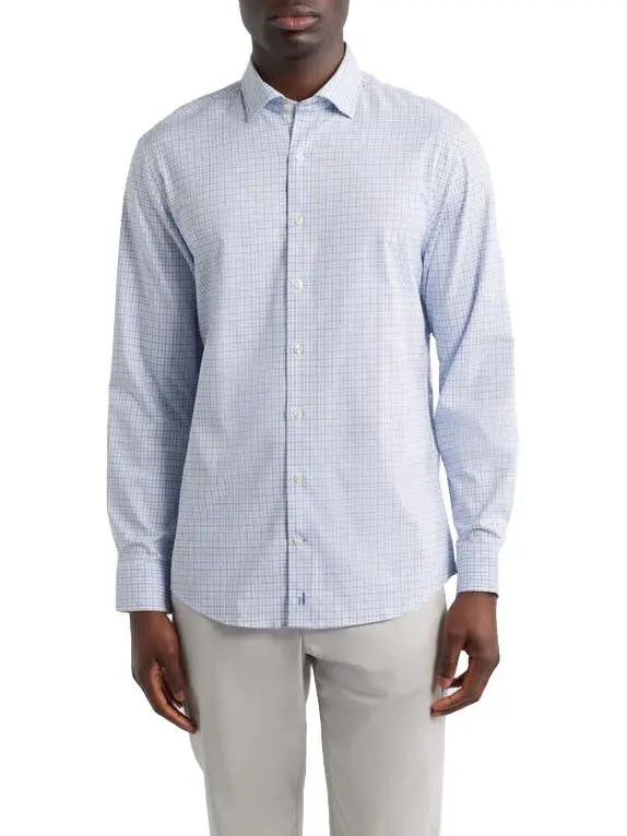 Johnnie-o Briney Tattersall Check Everyday Performance Button-up Shirt - Thistle