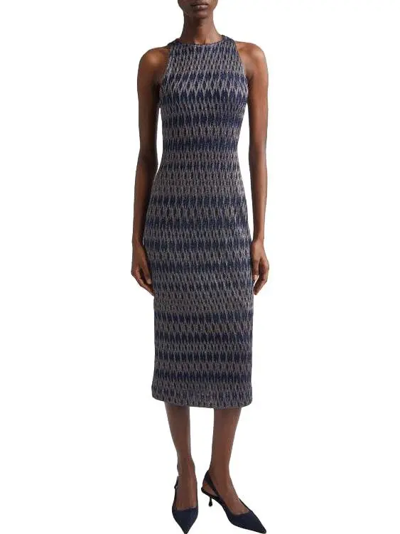 Missoni 3d Diamond Pattern Lamé Midi Dress - Blue Tones