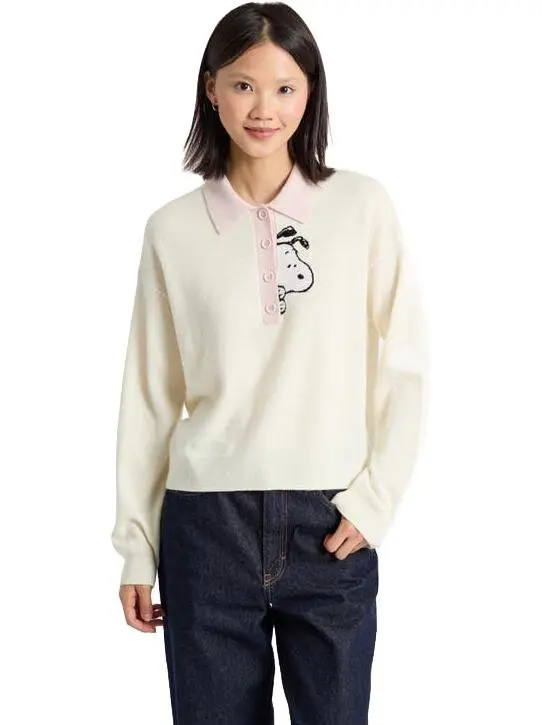 Chinti & Parker Wool-cashmere Peanuts Polo Sweater - Cream