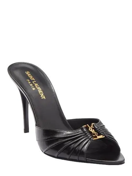 Saint Laurent Babylobne Slide Sandal - Nero