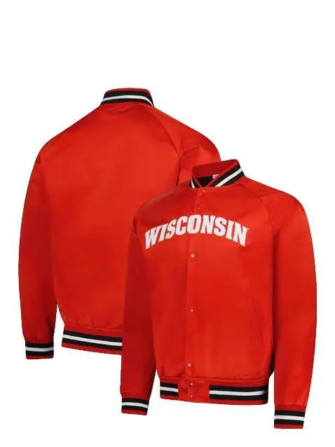 Mitchell & Ness Wisconsin Badgers Satin Raglan Full-snap Jacket - Red