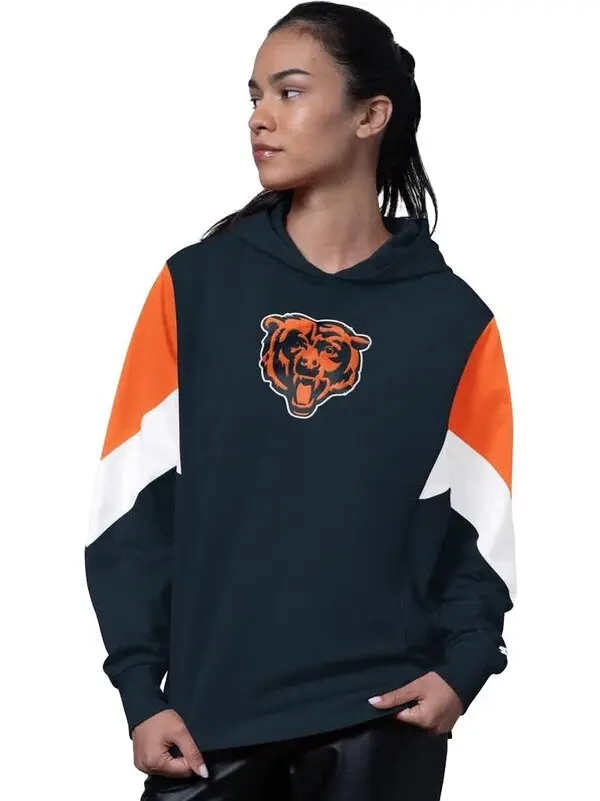 STARTER Chicago Bears Color Blocked Hoodie - Navy