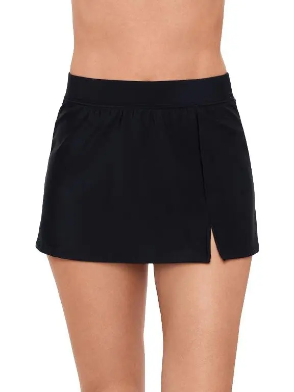 AQUA GREEN Skirted Swimsuit Bottom With Slit - Black