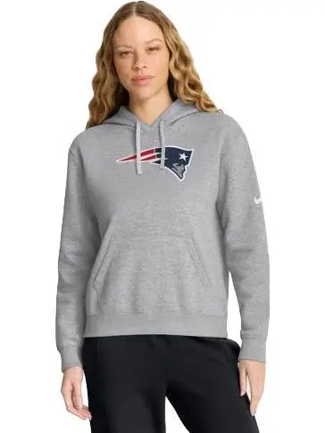 Nike New England Patriots Club Fleece Pullover Hoodie - Heather Gray