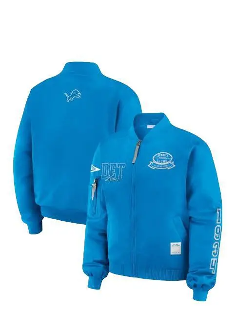 WEAR BY ERIN ANDREWS Detroit Lions Bomber Jacket - Blue