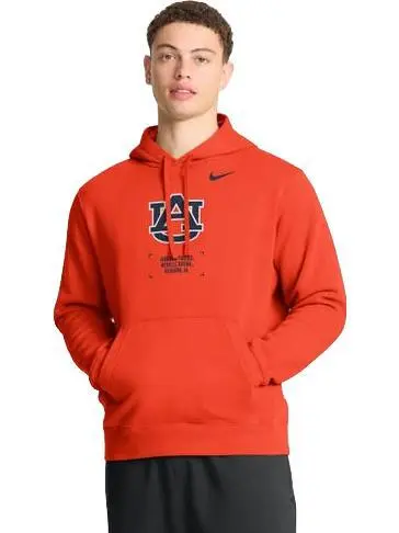 Nike Auburn Tigers Basketball Two-hit Club Fleece Pullover Hoodie - Orange