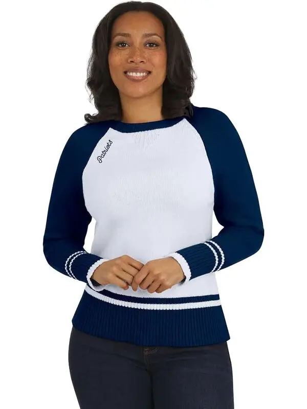 WEAR BY ERIN ANDREWS Colorblock Raglan Pullover Sweater - White
