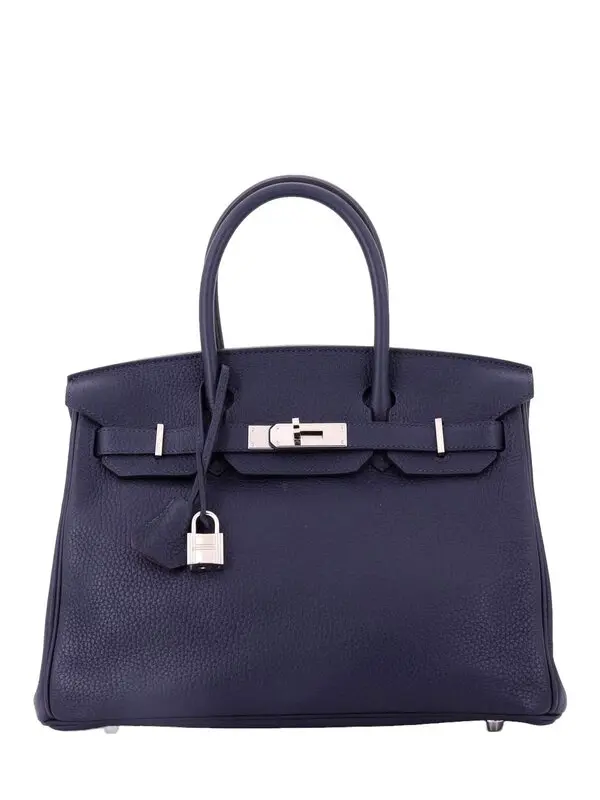HERMES Birkin Handbag Verso Clemence With Palladium Hardware 30 - Verso - Bleu Nuit/rose Pourpre