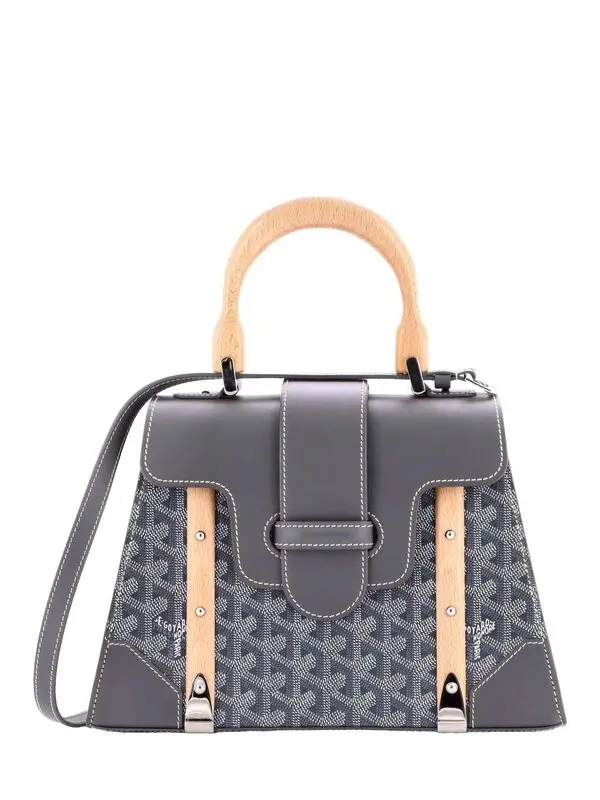 GOYARD Saigon Top Handle Bag Coated Canvas With Leather Pm - Gray