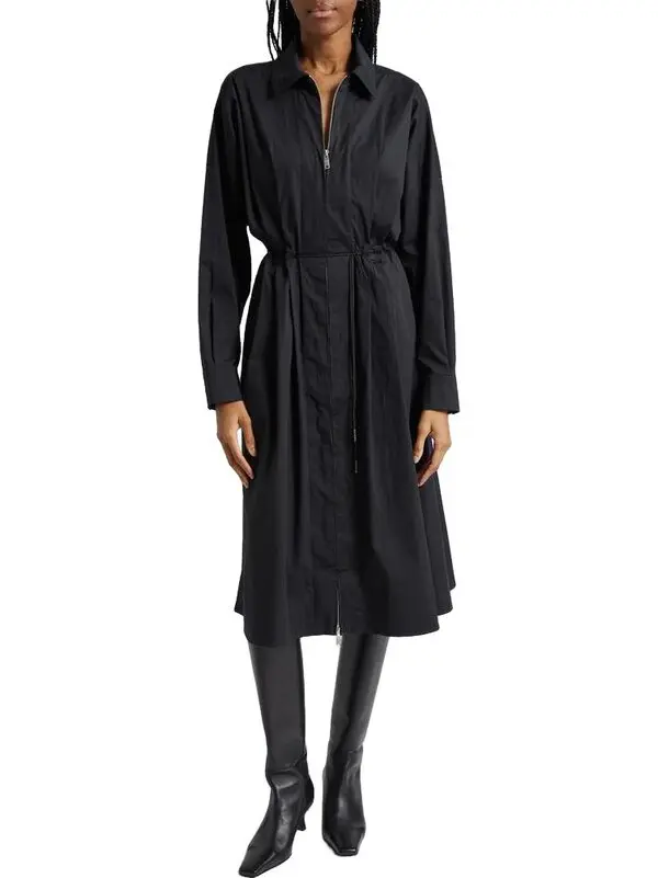Staud Chi Midi Shirtdress - Black