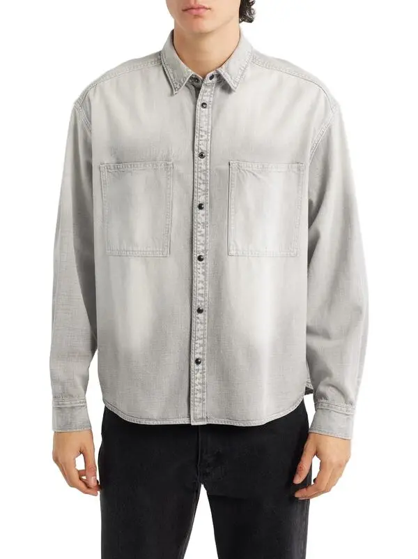 ALLSAINTS Al Denim Button-up Shirt - Light Grey