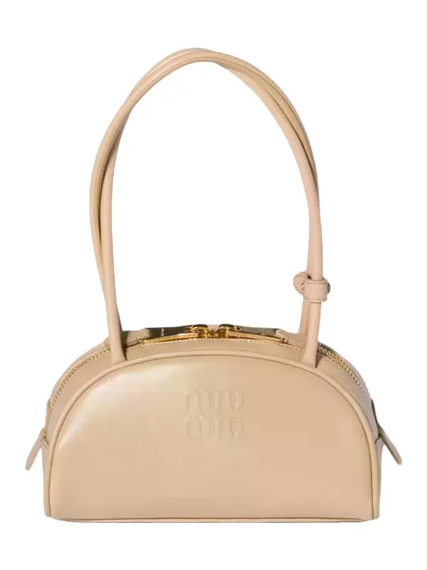 Miu Miu Beau Embossed-logo Leather Shoulder Bag - Neutrals