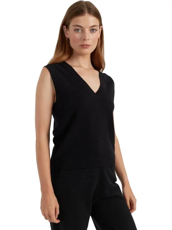 Chinti & Parker Cashmere Knit Tank Top - Black
