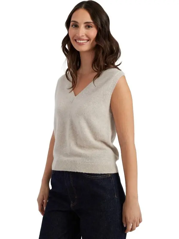Chinti & Parker Cashmere Knit Tank Top - Taupe