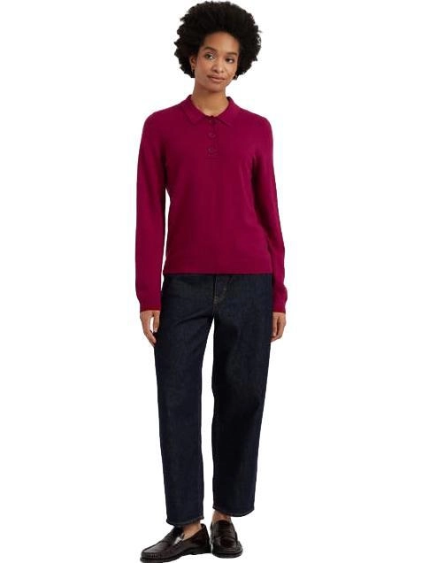 Chinti & Parker Wool Cashmere Polo Sweater - Cherry