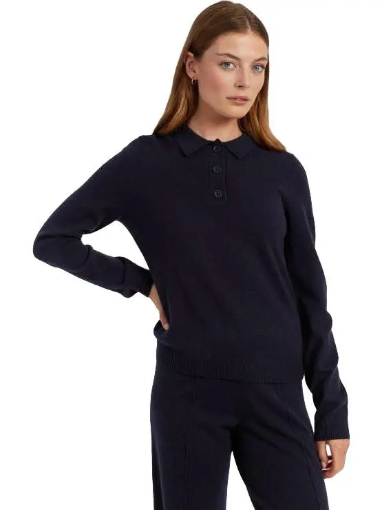 Chinti & Parker Wool-cashmere Knit Polo Sweater - Navy