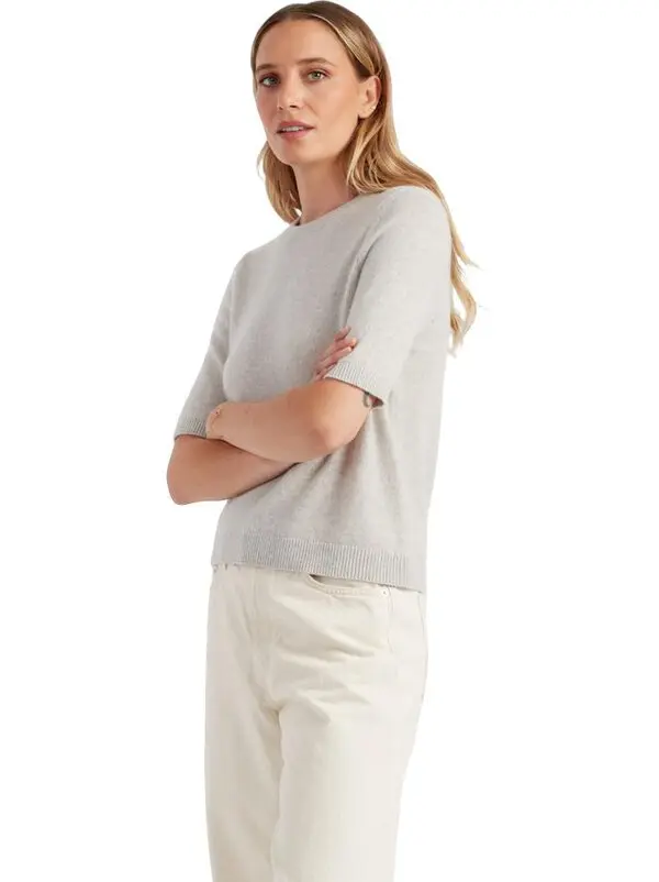 Chinti & Parker Cloud Cashmere Short Sleeve Tee - Taupe