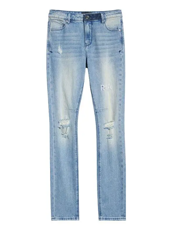 RtA Bryant Mid-rise Skinny Jeans - Blue Haze Triple Cross