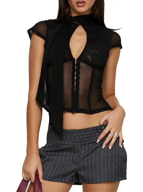 Princess Polly Anastasia Mesh Corset Top - Black