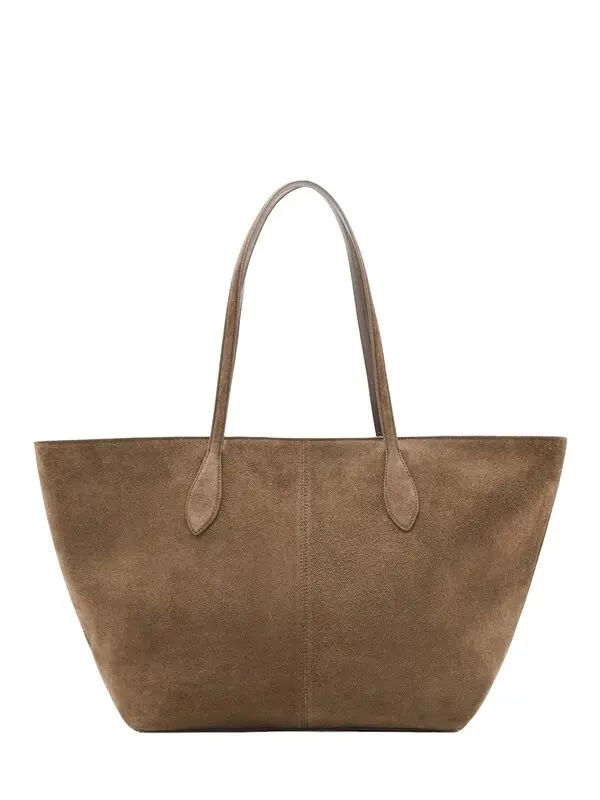 Mango Suede Shopper Tote - Medium Brown