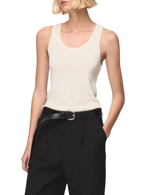 Mango Wool & Cotton Sweater Tank - Ecru