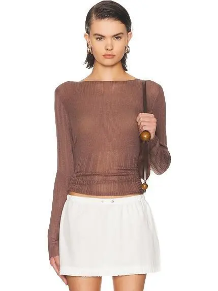 DEIJI STUDIOS Open Work Long Sleeve Top - Hazel
