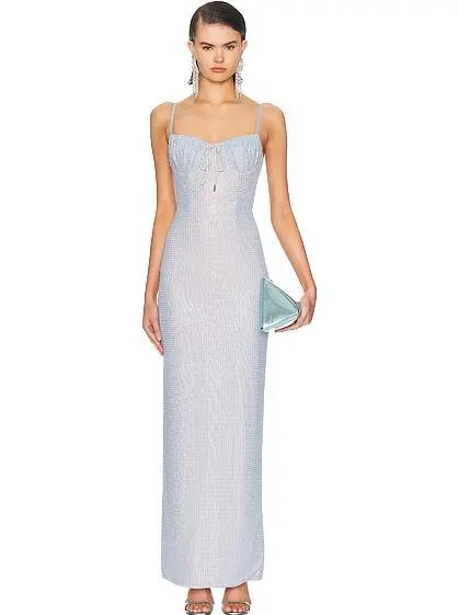 AREA Crystal Hotfix Gown - Sky Blue