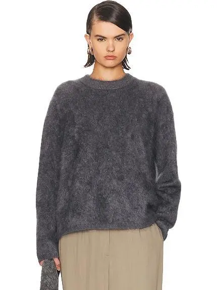 LISA YANG Natalia Brushed Cashmere Sweater - Graphite Brushed