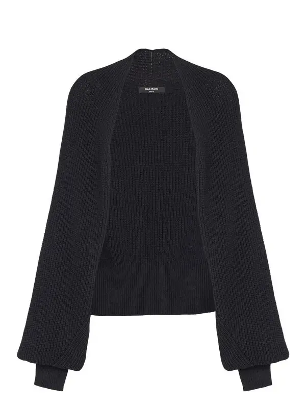 Balmain Ribbed Knit Bolero Cardigan - Black