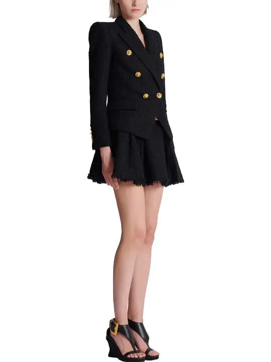 Balmain 6-button Tweed Jacket - Black