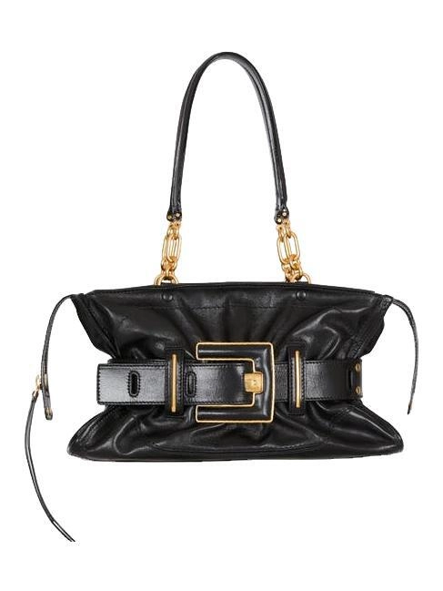 Balmain Calfskin Leather Anthem Bag With Belted Detail - Black