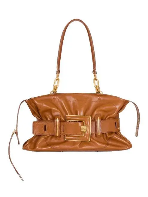 Balmain Calfskin Leather Anthem Bag - Brown
