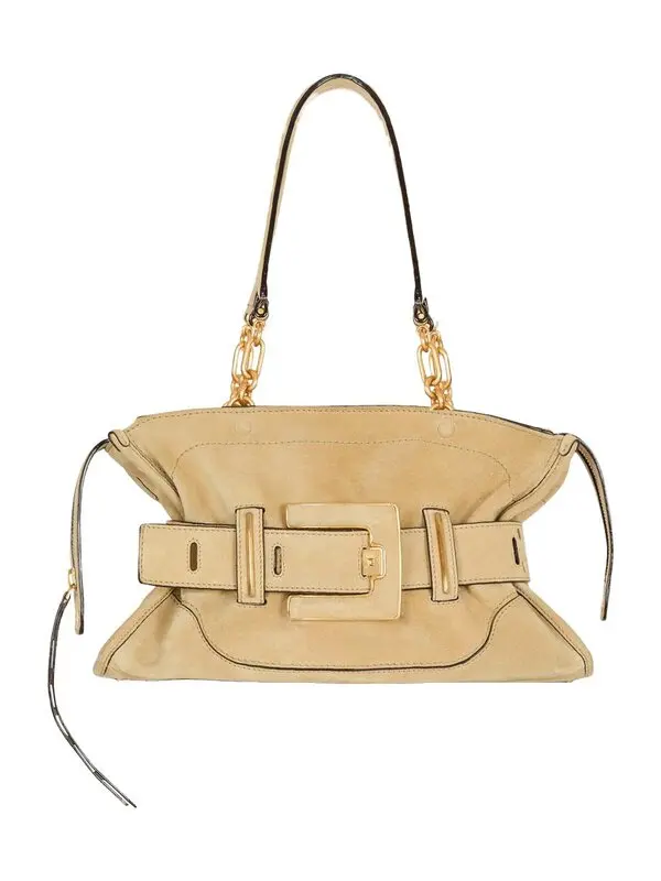 Balmain Suede Anthem Bag - Beige