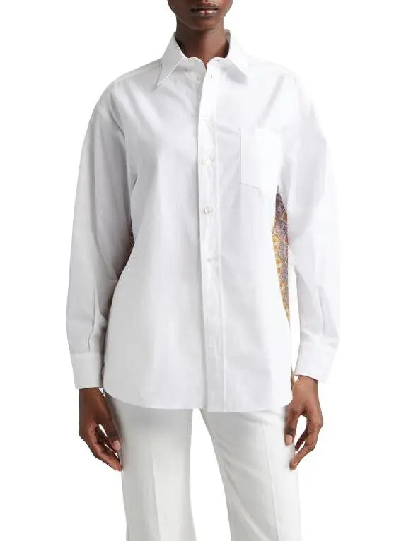 Etro Printed Back Cotton Button-up Shirt - White/pale Blue Multi Print