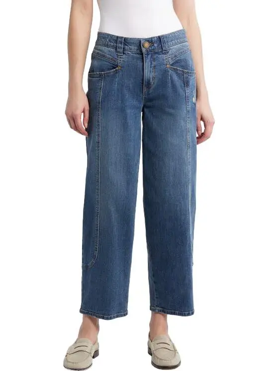 Wit & Wisdom High Waist Barrel Leg Jeans - Mid Blue Artisanal