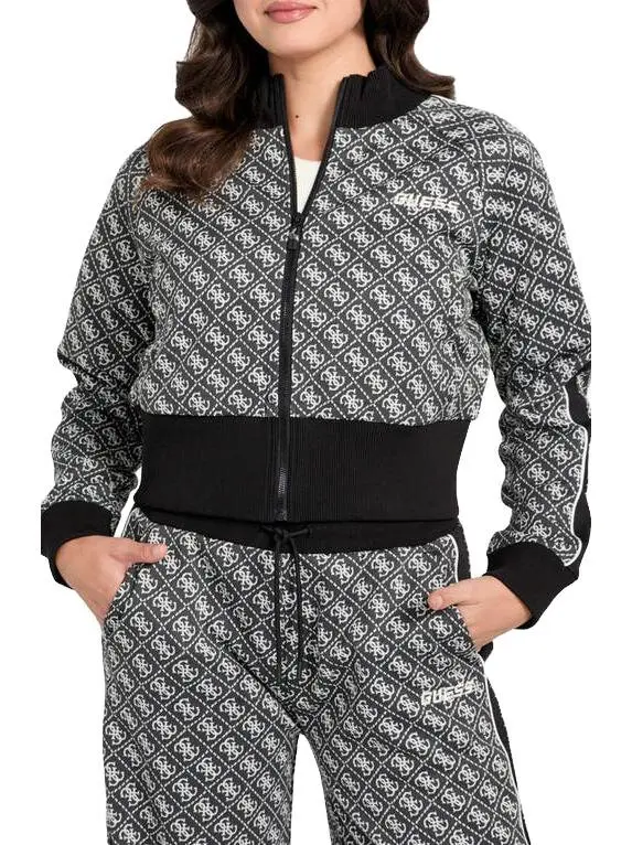 Guess Sarah 4g Logo Zip Front Sweatshirt - Silver